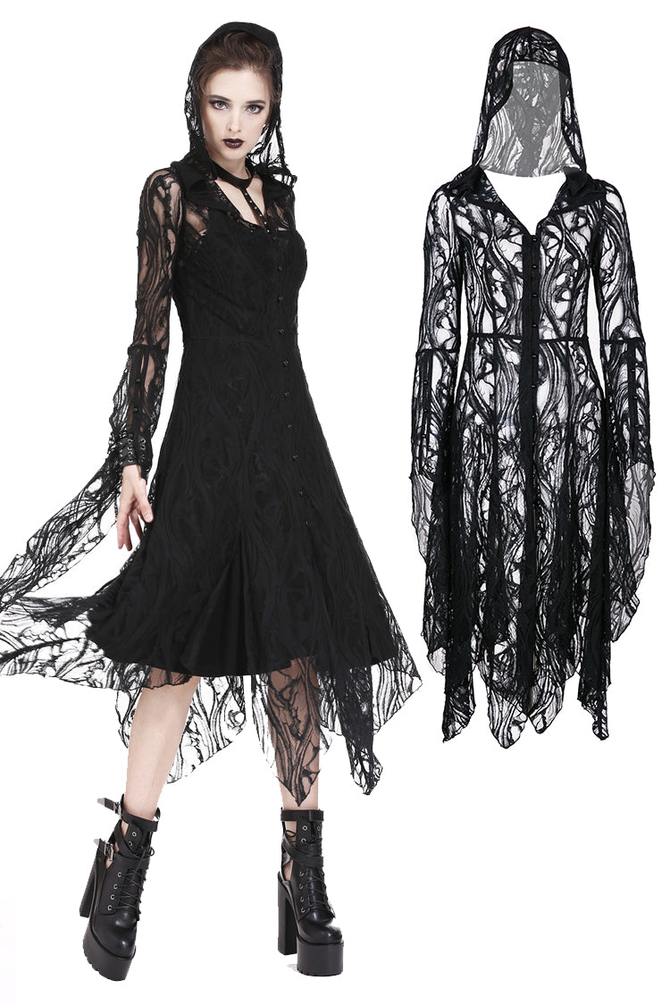 Gothic gorgeous lace long dress with horn cap and long row buttons DW1 ...