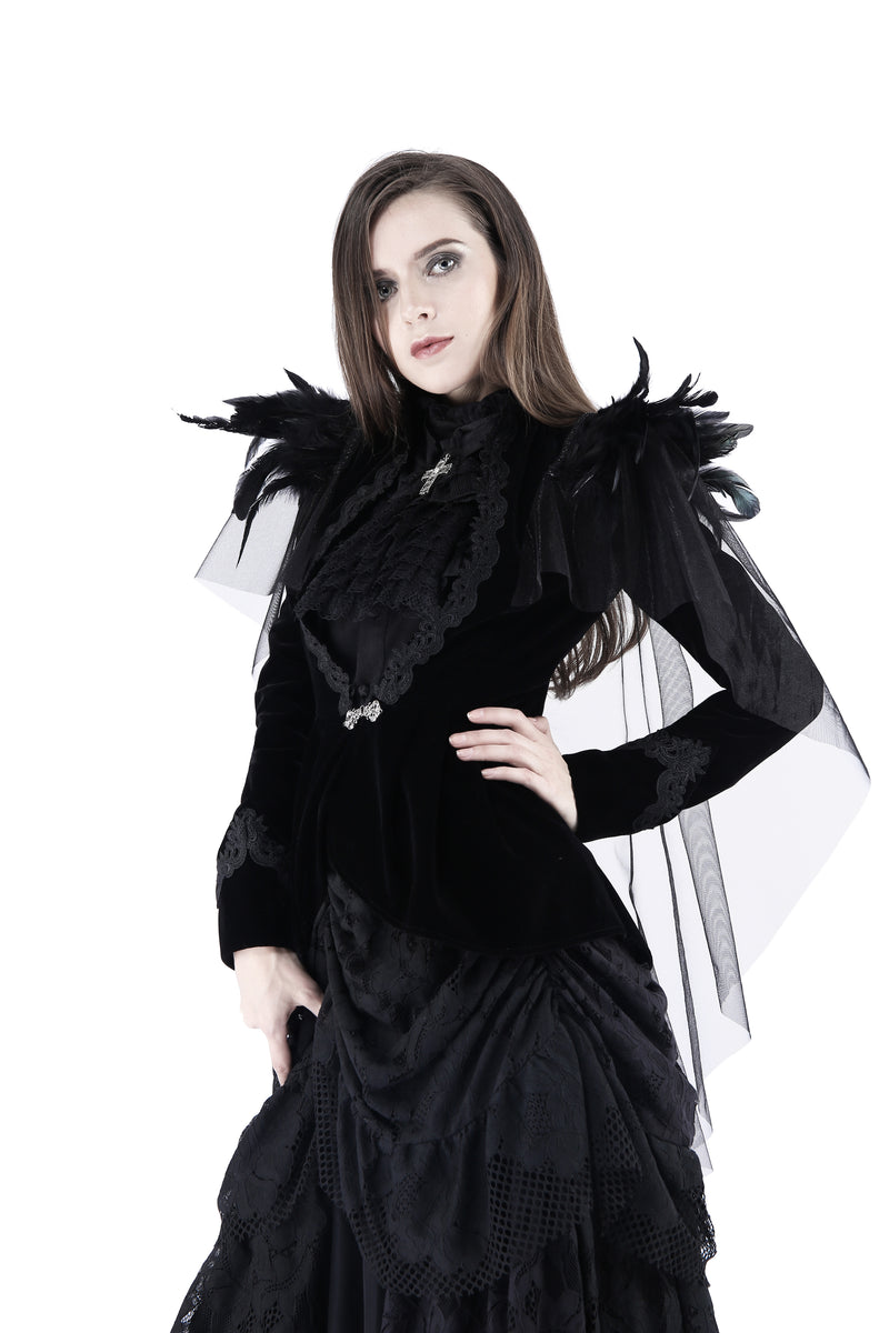 Gothic velvet jacket with swallow shoulder JW116 – Gothlolibeauty